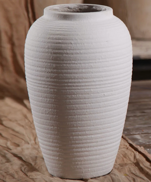 white ribbed vase tall – goshá